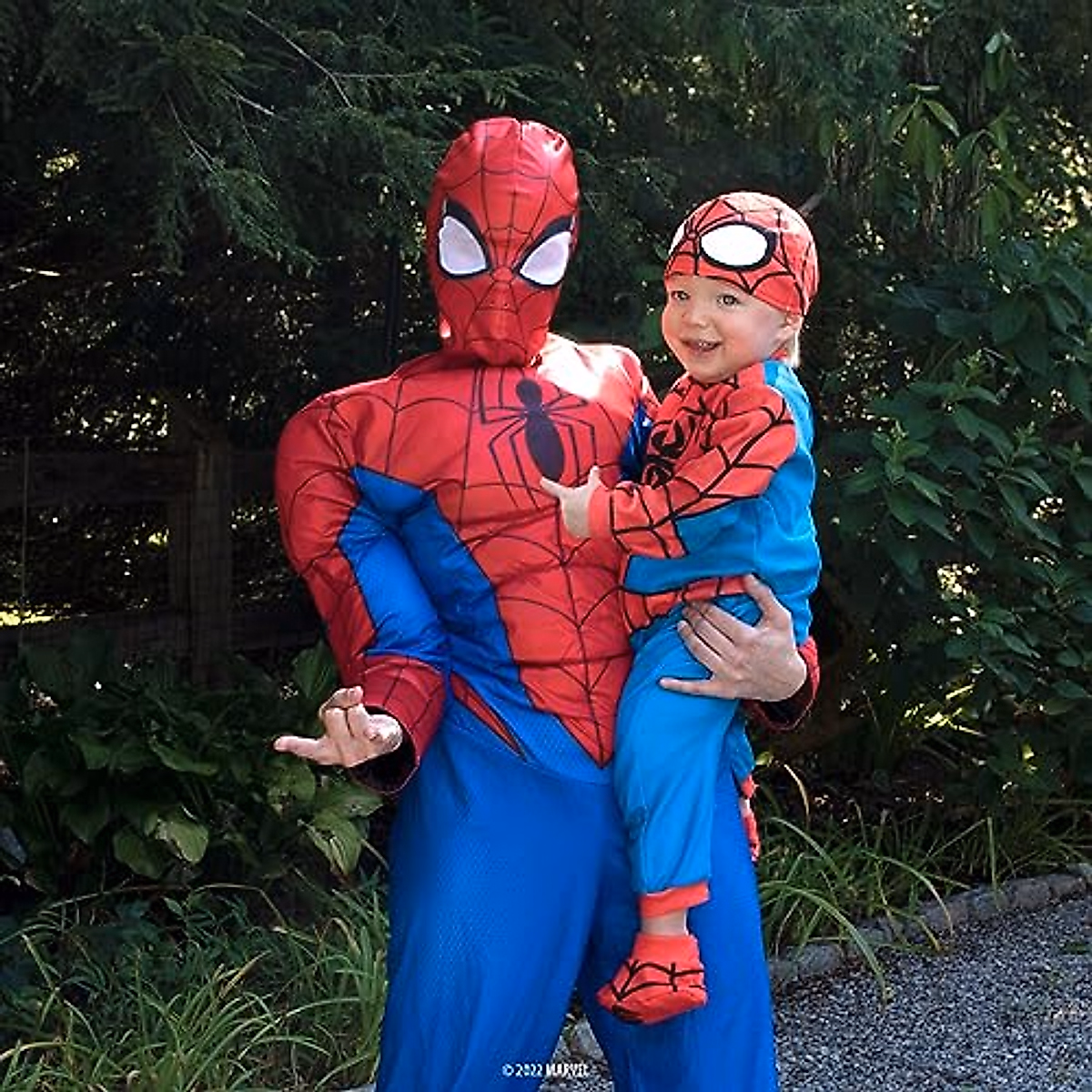 MARVEL Spider-Man Official Infant Deluxe Costume - Premium Quality Minky Fabric and Non-Slip Grip Booties (6-12M)
