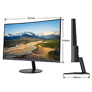 KOORUI 24" Curved 60Hz Computer Monitor LED Monitor Full HD 1080P HDMI VGA, 1800R, Tilt Adjustment, Eye Care, Black 24N5C