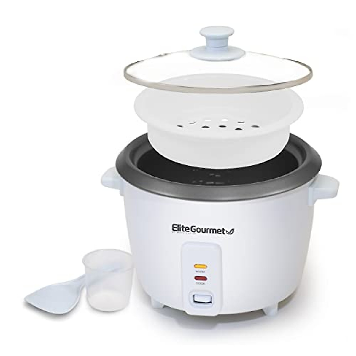 Elite Gourmet ERC-006NST# Electric Rice Cooker with Non Stick Inner Pot Makes Soups, Stews, Grains, Cereals, Keep Warm Feature, 6 Cups, White