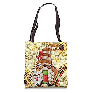 Sunflower Gnome With Books For Tea Lover & Librarian Reading Tote Bag