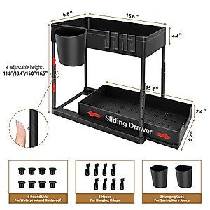 DOFIMATE 2 Pack Under Sink Organizers and Storage Bathroom,2 Tier Adjustable Height Cabinet Basket Organizer, The Bottom Slide Out Basket Under Kitchen Used for Bathroom, Storage Room