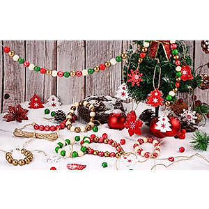 Suziko 205 Pieces Wooden Beads,Decorate Beads 0.63 Inch Round Craft Bead with Holes for DIY Garland Jewelry Making Home Party Halloween Thanksgiving Holiday Decoration (red)