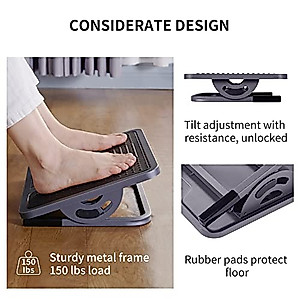 Eureka Ergonomic Tilt Adjustable Footrest, Foot Rest for Under Desk at Work with Massage Surface, Office Foot Rest Under Desk with 20 Degree Tilt No Locking, Metal Frame