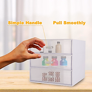 CYEAH Desk Organizer Set of 2 with 3 & 4 Drawers, Stackable Plastic Storage Drawers, Makeup Desktop Drawer Organizer, Desk Storage Box, Bathroom Organization Boxes Suitable for Office, School, Home