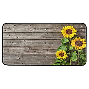 CUSPRINT Sunflower Kitchen Mats for Floor, Non Slip Bath Mat Washable Under Front Sink Standing Mat Cushioned 36" X 24"