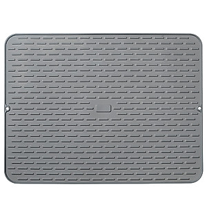 Tongjude Silicone Dish Drying Mat - Extra Large 24" x 18" - Flexible Rubber Dish Draining Mat, Heat Resistant Silicone Trivet, Oversize Counter Top Mat, Sink Mat