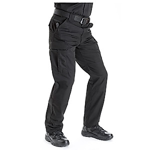 5.11 Tactical Men's Lightweight TDU Ripstop Work Pants, Adjustable, Teflon Finish, Black, Small/Long, Style 74003