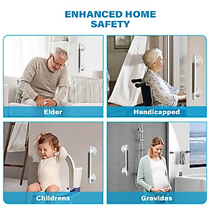 Grab Bars for Bathtubs and Showers, 2 Pack Suction Grab Bars Handle, Heavy Duty Shower Handle Removable, Safety Bars for Shower Chair, Bathroom, Shower Handrails for Seniors and Elderly, 12 Inch White