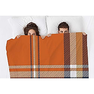 Swono Plaid Throw Blanket,Orange Check Plaid Seamless Pattern Thorw Blanket Soft Warm Decorative Blanket for Bed Couch Sofa Office Blanket 40"X50"