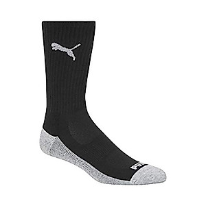 PUMA mens 6 Pack Crew Socks, Black/Gray, 10 13 US