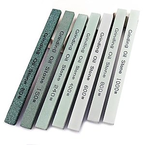 CBRIGHT 7pcs Knife Sharpening Stone Set,7 Grit Green Silicon Carbide Whetstone Stick Honing Stone for Knife,Scissor,Moldel and Bladed Tools 80# 150# 240# 400# 600# 800# 1000# (5.9x0.47x0.24Inch)