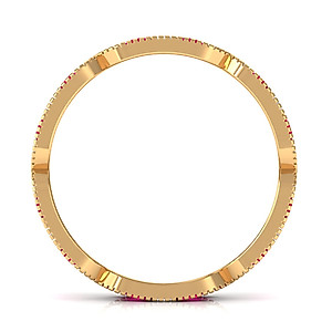 Rosec Jewels 1.25 CT Ruby and Diamond Full Eternity Ring, Ruby and Diamond Gold Full Eternity Ring, Gold Milgrain Eternity Ring with Ruby, 14K Yellow Gold, Size:US 12.00