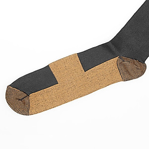 Bcurb Graduated Compression Socks Women and Men - Best Medical, Nursing, Running, Fitness, Sports, Travel & Flight Sock - Over The Calf Below Knee High (Black/Copper - 3 Pair, XXL)