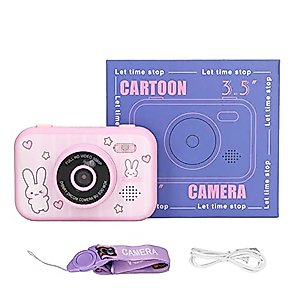 HelloCreate Kids Pink Digital Camera High Definition Dual Lens 40MP MP3 Player Eyeshield Big Screen Digital Camera Gift for Kids