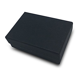 The Display Guys – Cardboard Jewelry Boxes With Cotton – 100 Pack – Matte Black – #32 (3 1/4" x 2 1/4" x 1")