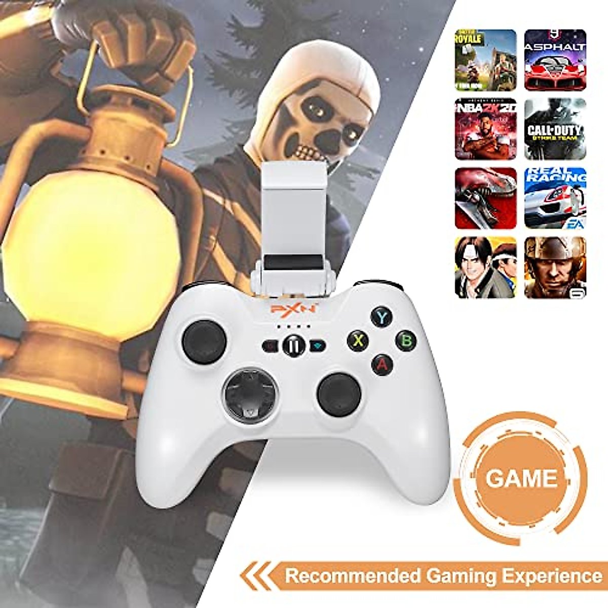 PXN 6603 MFi Controller Wireless Game Controller Portable Joystick Vibration Handle Gamepad for IPhone/IPad/IPod Touch/Apple TV (White)
