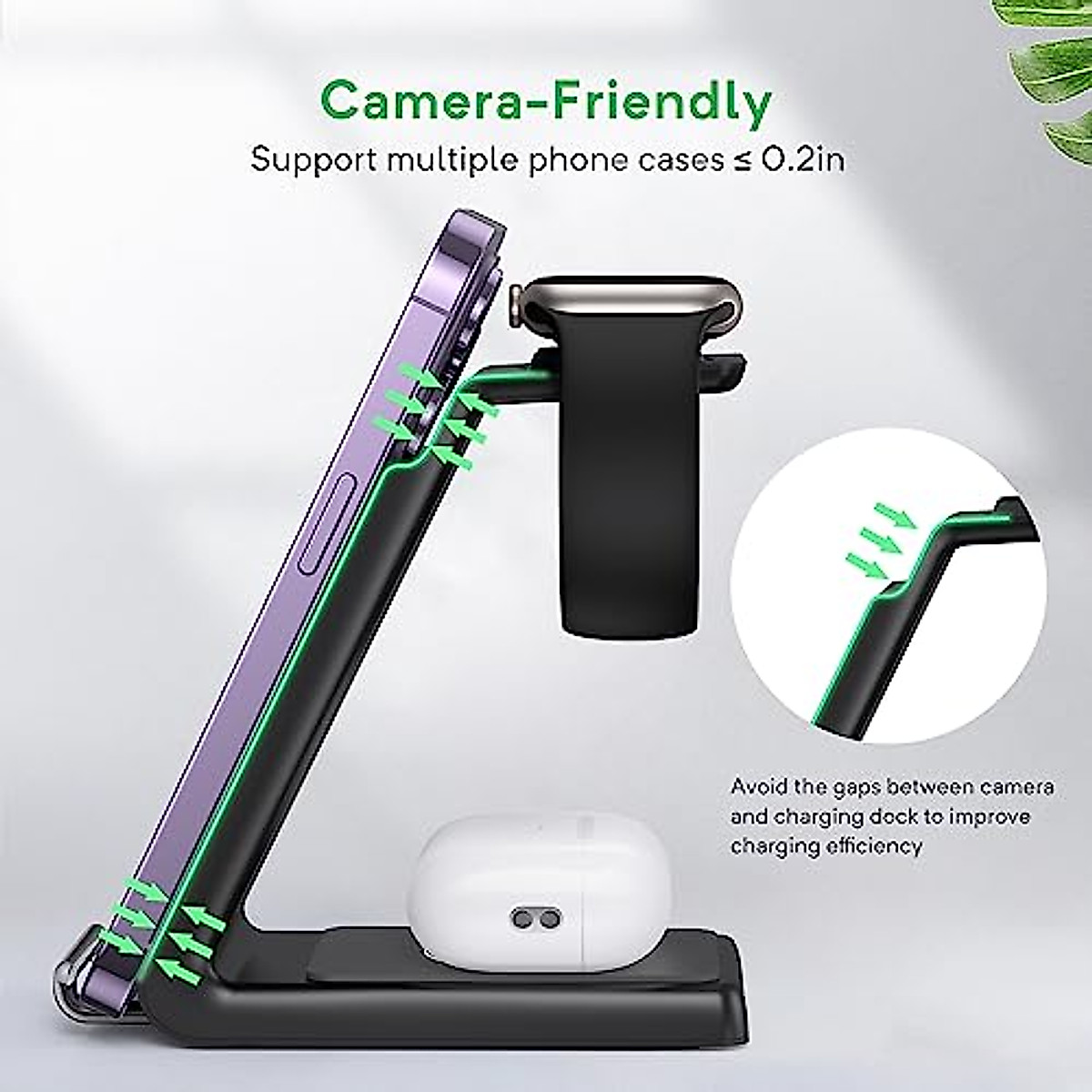 Multiple Devices Wireless Charging Station - Fast Charger Stand for iPhone 15/14/13/12/11/Pro/X/Max/XS/XR/8/Plus, Charging Dock for Samsung Galaxy S23/S22/S21 Ultra & iWatch & Airpods(Black)