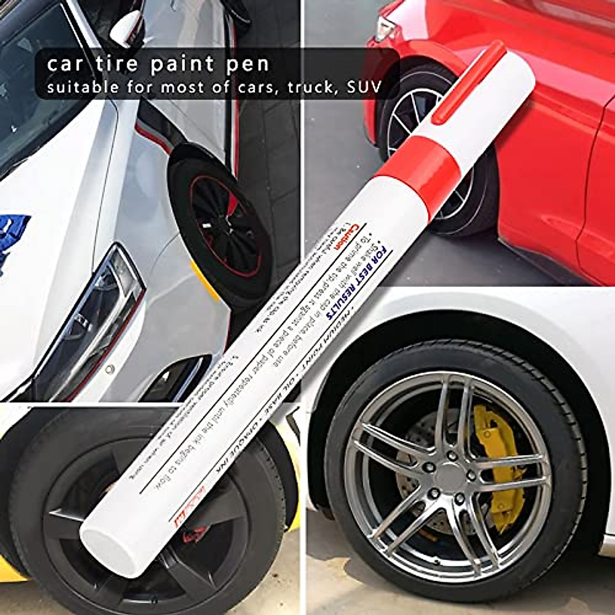 Tire Paint Pen, Fastdrying Mark Pen Waterproof Car Tire Paint Pen Car Tire Paint Pen Not Easy To Fade Good Water Resistance Good Sealing for SUV(Red)