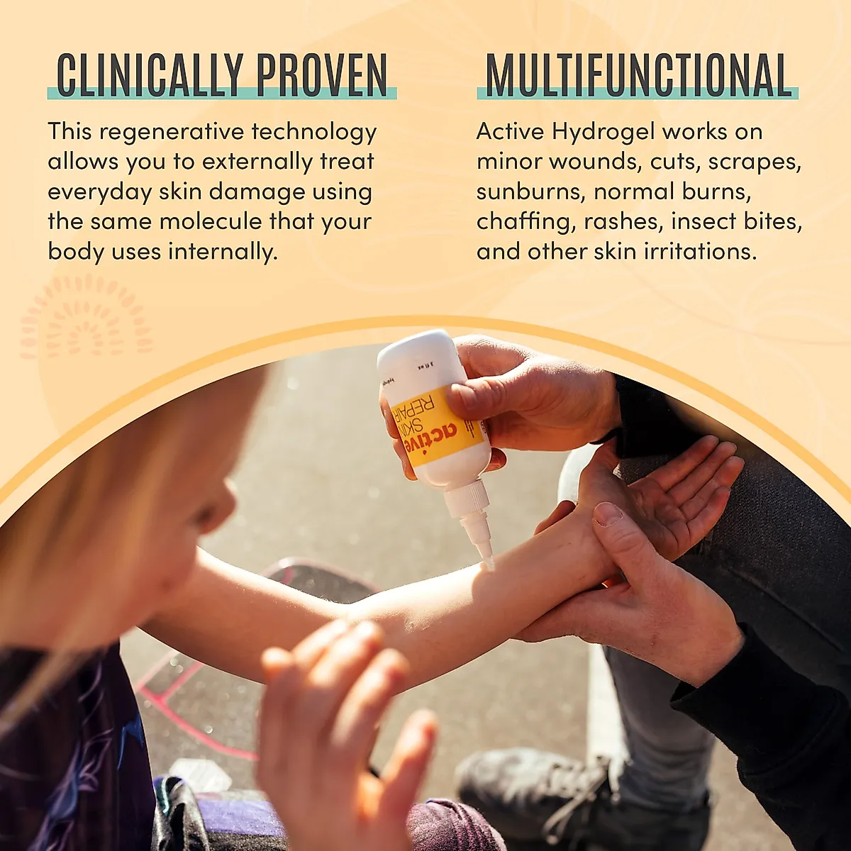 Active Skin Repair First Aid Healing Skin Hydrogel - Natural & Non-Toxic Repairing Ointment with Hypochlorus Acid for Minor Cuts, Wounds, Scrapes, Rashes, Sunburns, & More, HSA/FSA Eligible, 3 oz