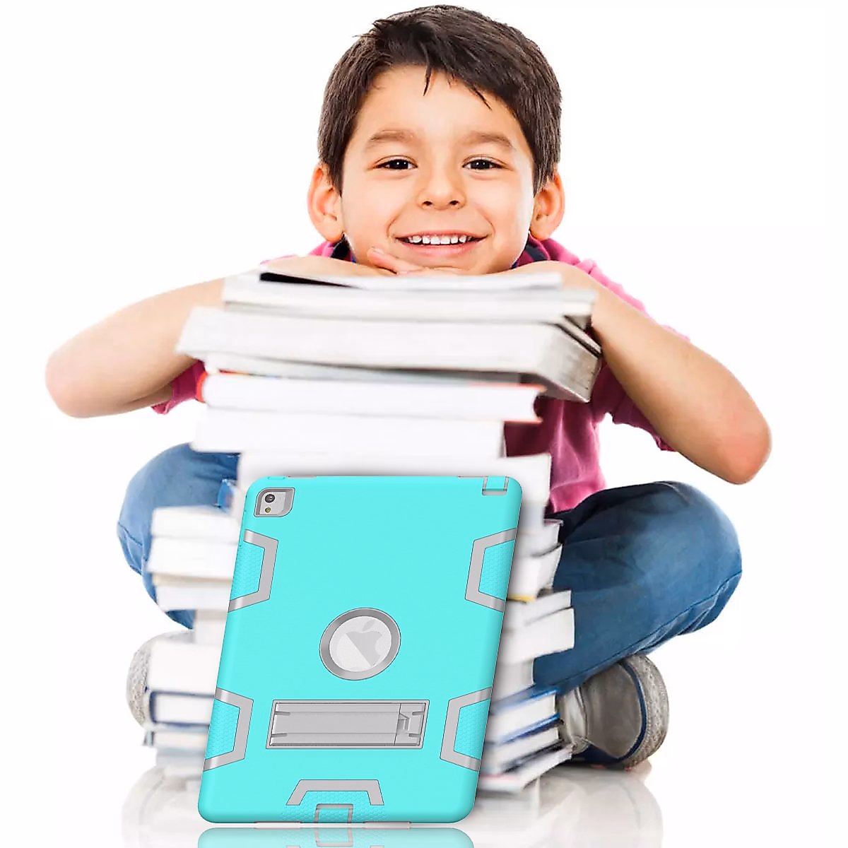 MAKEIT CASE for iPad Air 2 Case, for iPad Pro 9.7 Case, Shock Absorption High Impact Resistant Hybrid Protective Case Cover with Kickstand for iPad Air 2 and iPad Pro 9.7" 2016