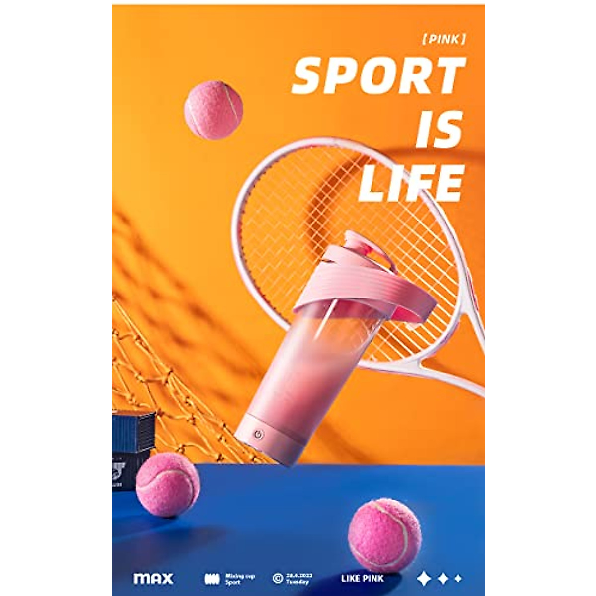 ZWZX Electric protein shaker bottle Electric shake cup Rechargeable high speed - Made of tritan - BPA Free - 28ounce Portable mixing cup（Pink）