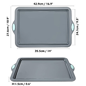 Webake Silicone Sheet Cake Pan, 14 Inch Silicone Sheet Pans 2 Pack Cookie Sheet Jelly Roll Pan Rectangular Cooking Sheet Baking Trays for Oven