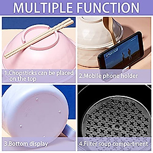 4 Set Microwave Ramen Cooker Instant Noodles Bowl 33 Oz Ramen Noodle Bowl with Lid and Handle Microwave Ramen Bowl with Forks Spoons Chopsticks for Kitchen Home