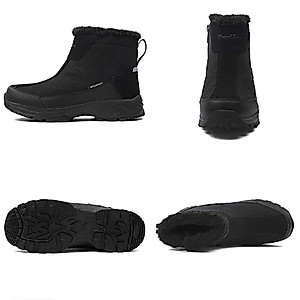 SILENTCARE Men's Warm Snow Boots, Fur Lined Waterproof Winter Shoes, Anti-Slip Lightweight Ankle Boot (11.5 M US, Black)