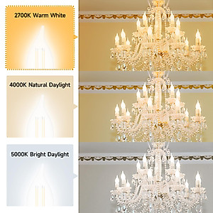 SHINESTAR 8-Pack Chandelier Light Bulbs, 2700K Warm White, 120V 40W Equivalent, E12 Candelabra LED Bulbs, Dimmable