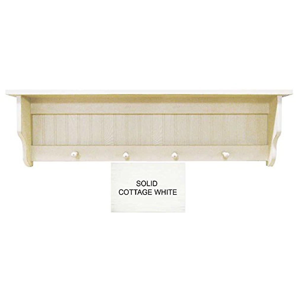 Pine Shelf with pegs - 4' Long (Solid Cottage White)