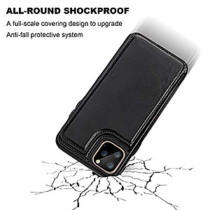 iPhone 11 Pro Max Wallet Case with Card Holder,OT ONETOP PU Leather Kickstand Card Slots Case,Double Magnetic Clasp and Durable Shockproof Cover for iPhone 11 Pro Max 6.5 Inch(Black)