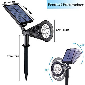 Clordeal Solar Spotlights Outdoor Waterproof Adjustable Solar Garden Landscape Spot Light, 4 LEDs 2-in-1 Auto On/Off Solar Inground Lights for Patio Yard Garden Driveway Pathway (2 Pack, Blue)