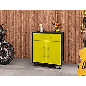 Manhattan Comfort Eiffel 5-Piece Garage Storage Set in Matte Black and Yellow