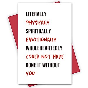 Unique Thank You Card, Funny Thanks Card for Bridesmaid Coworker, Literally Could Not Have Done it Without You