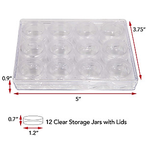 The Beadsmith Personality Case - Clear Storage Organizer Box, 5 x 3.75 x 0.9 inches - Includes 12 Small Containers with lids - 1.2 x 0.7 inches, Bead Holder