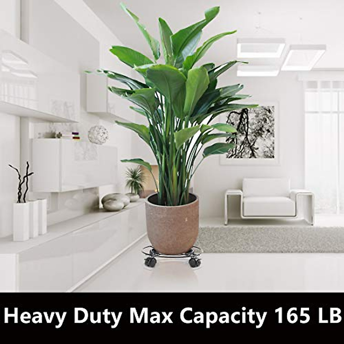 Plant Caddy with Wheels Heavy Duty, Metal Iron Large Potted Plant Stand Holder, Move Around Indoor Outdoor Garden Patio Flower Pot,Planter Adjustable Rolling Dolly Casters with Locking 13 Inch 2 Pack