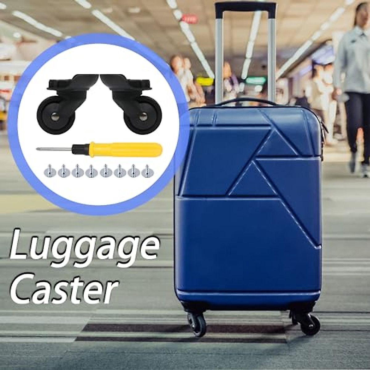 1 Pair Replacement Wheels 360 Swivel Suitcase Casters for Luggage Black (W293)