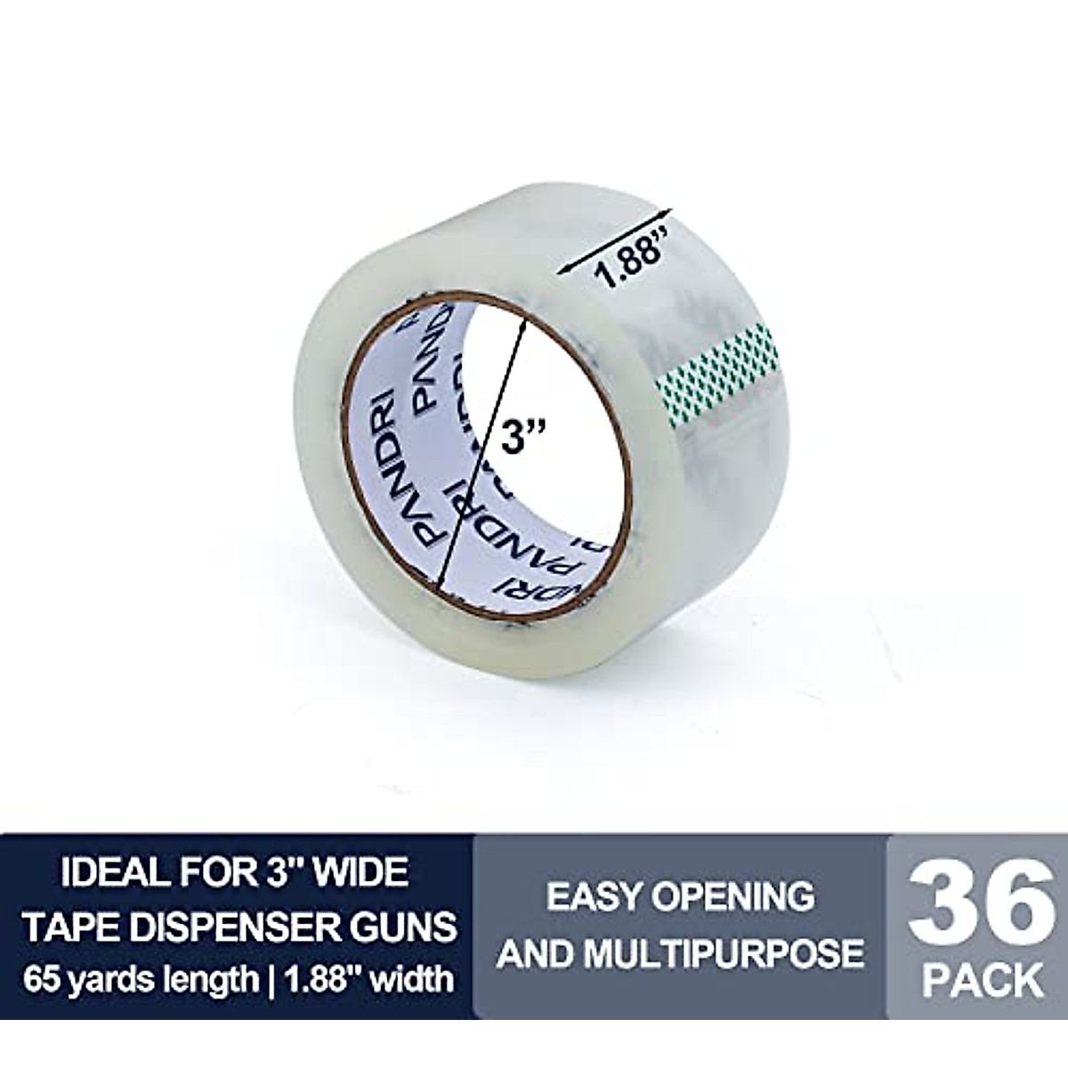 PANDRI Clear Packing Tape, 36 Rolls Heavy Duty Packaging Tape for Shipping Packaging Moving Sealing, 1.88 inches Wide, 65 Yards Per Roll, Total 2340 Yards