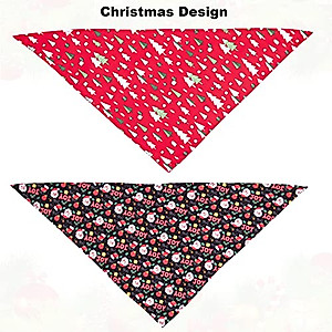 PTDECOR 4 Pack Dog Bandana Christmas Dog Bandanas Reversible Triangle Dog Scarf Bib Kerchief Set Dog Christmas Bandanas Accessories for Small Medium Large Dogs Pets