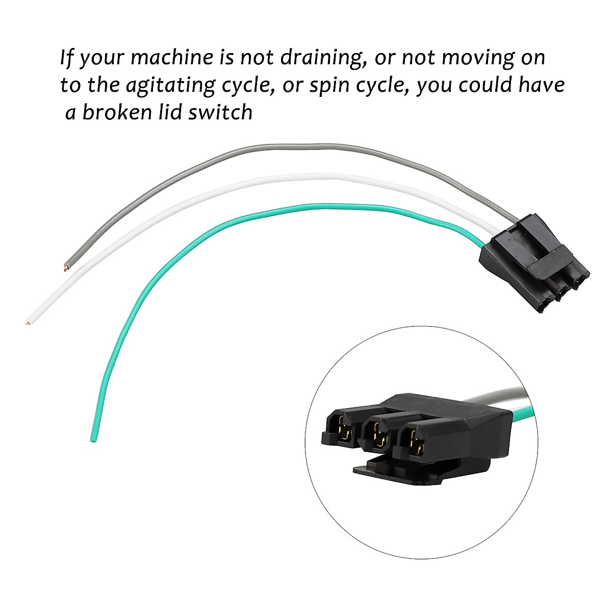 Lid Switch Connector Wire Harness for WP2172937, 2172937, AP6005924, 6005924, PS1173898