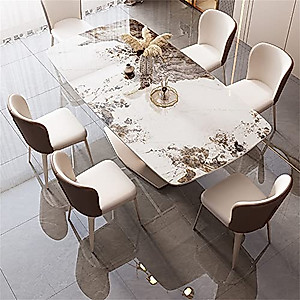 LITFAD Modern Rectangle Dining Table Set 7 Pieces Home Furniture Dinette Table Set with Metal Base Kitchen Table Set Restaurant Table and Chairs Set of 6-7 Pieces: Table with 6 Chairs