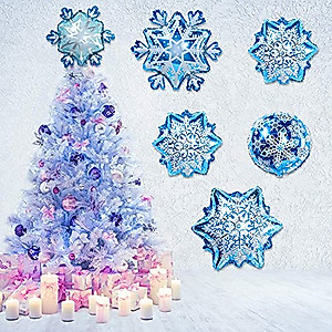 10 Pieces Large and Small Snowflake Balloons Snowflake Aluminum Foil Balloons for Christmas Winter Frozen New Year Birthday Theme Party Supplies