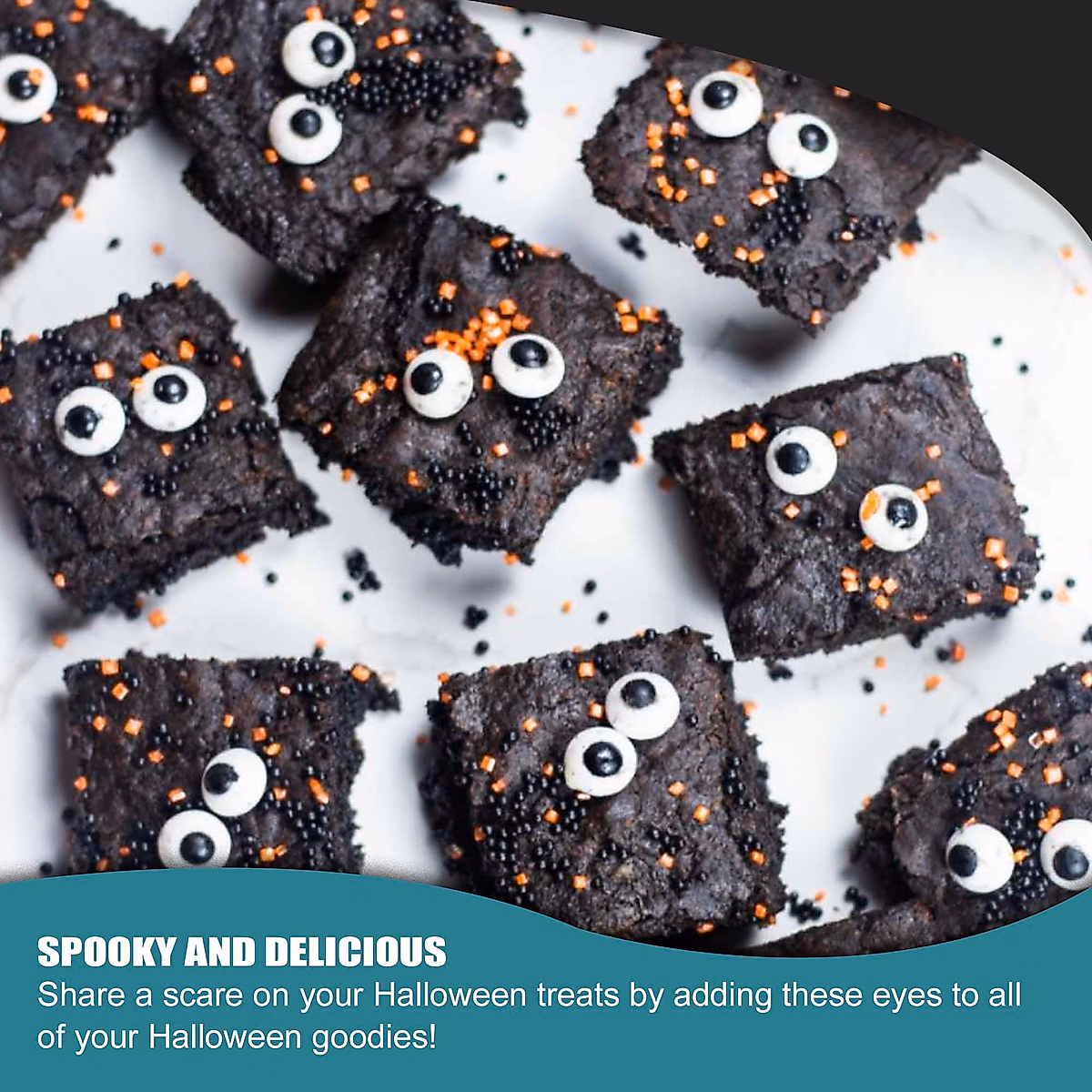 Spooky Eye Toppers - 4 oz Resealable Stand Up Candy Bag - Edible Baking Decorations - Funny White Googly Eyes for Cupcakes, Cakes, Cookies, Brownies - Halloween, Easter, and Edible Art Project Candy