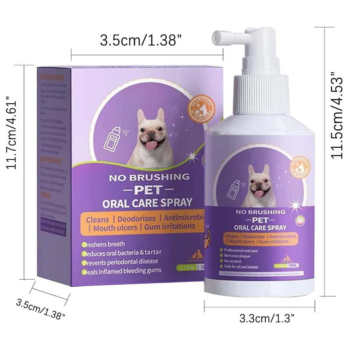 Pet Clean Teeth Spray, 2023 New Formula for Dogs & Cats, No Brushing Required, Freshens Breath, Prevents Plaque & Tartar, Natural Oral Care Spray (1pc)