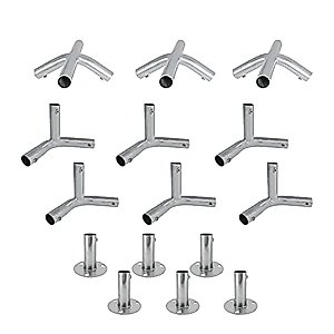 Simond Store Canopy Fitting 3 Way 6 Pc, 4 Way 3 Pc, Footpad 6 Pc, 1-3/8 inch Diameter High Peak Connectors for Carport Frame Boat Shelter Outdoor Canopies Party Tents Garage Batting Cage Garden Shade