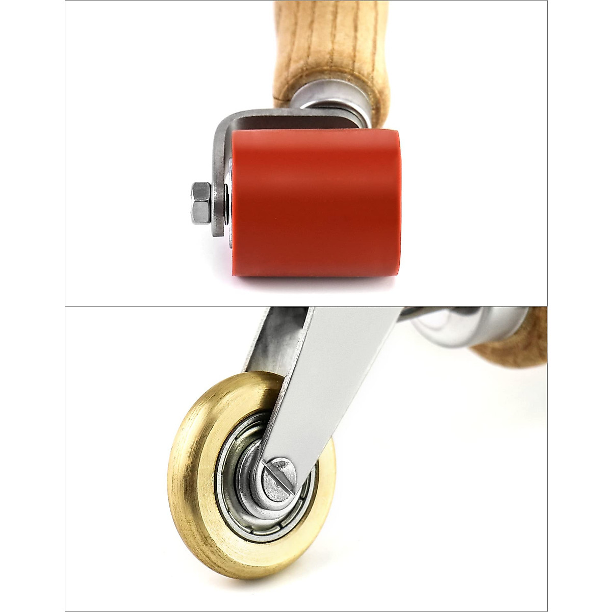 QWORK Seam Roller, 40mm Silicone Seam Roller with 6mm Brass Detail Penny Roller, Smoothing Seam Roller Tool for PVC/TPO/EPDM Single Ply Roofing Tape