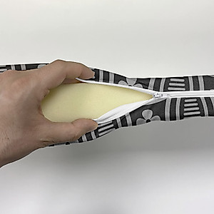 Lunarable Black and Grey Bench Pad, Antique Old Style Mosaic Tiles with Circles Little Flowers and Lines, Standard Size HR Foam Cushion with Decorative Fabric Cover, 45" x 15" x 2", Black Grey