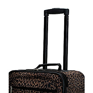 Rockland Vara Softside 3-Piece Upright Luggage Set, Expandable,Lightweight,Telescopic Handle,Wheel, Leopard, (20/22/28)
