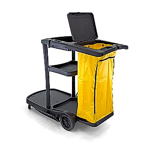 Farag Janitorial Commercial Housekeeping cart Janitorial cart with Cover and Vinyl Bag, L 52" x W 22" x H 40"
