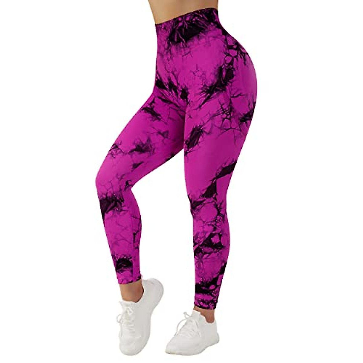 MOOSLOVER Women Scrunch Butt Lifting Leggings Seamless Contour High Waisted Yoga Pants(M,#1 Rose Red Tie-Dye-49)